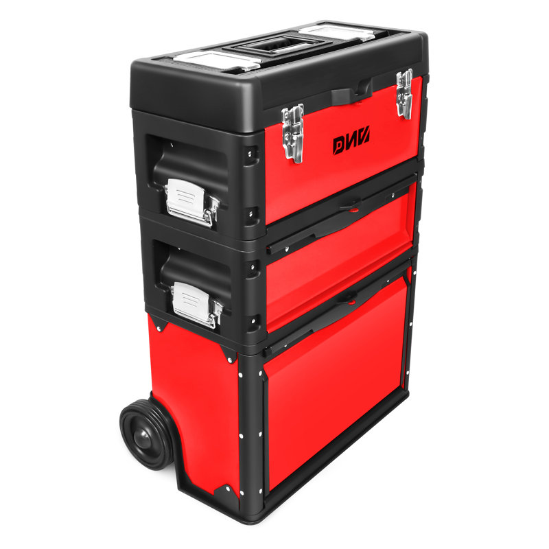 DNA Motoring 3 Tier Stackable Separate Hand Case Tool Boxes Trolley Red Wayfair